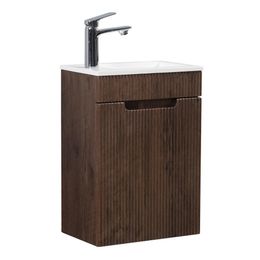 Badplaats G&auml;ste-Wc-M&ouml;belset, Walnuss, Braun, Holz, Rechteckig, 40x53x22 cm, Badezimmer, Badezimmerschr&auml;nke, Waschtischkombinationen