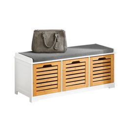 sobuy Schuhbank, Natur, Holzwerkstoff, 105x43x35 cm, Garderobe, Garderobenb&auml;nke, Schuhb&auml;nke
