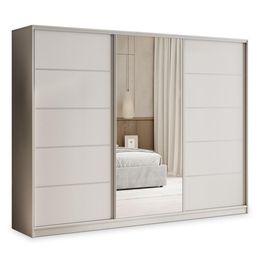 Masseno Schwebet&uuml;renschrank, Kaschmir, Silber, Holzwerkstoff, 9 F&auml;cher, 4 Schubladen, Rechteckig, 235x205x58 cm, Schlafzimmer, Kleiderschr&auml;nke, Schwebet&uuml;renschr&auml;nke