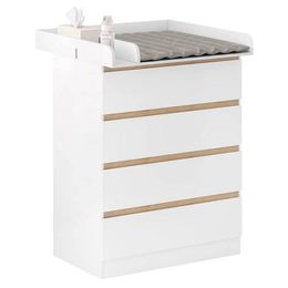 WOLTU Wickelkommode, Wei&szlig;, Holzwerkstoff, 4 Schubladen, Rechteckig,Rechteckig, 80x100.5x47.8 cm, Babym&ouml;bel, Wickelkommoden & Zubeh&ouml;r, Wickelkommoden