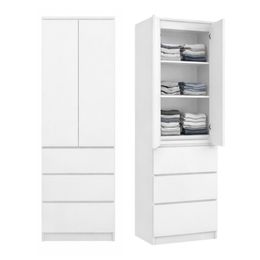 Home Collective Mehrzweckschrank, Wei&szlig;, Holzwerkstoff, 3 F&auml;cher, 3 Schubladen, 50x180.5x40 cm, Schlafzimmer, Kleiderschr&auml;nke