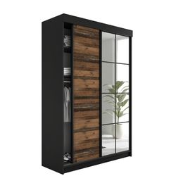 Kier Furniture Schiebet&uuml;renschrank, Schwarz, Dunkelbraun, Holzwerkstoff, 138x205x59 cm, Schlafzimmer, Kleiderschr&auml;nke, Schwebet&uuml;renschr&auml;nke