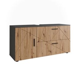 VICCO Waschbeckenunterschrank, Anthrazit, Honigeiche, Holzwerkstoff, 1 F&auml;cher, 2 Schubladen, Rechteckig, 120.1x60.6x41 cm, Badezimmer, Badezimmerschr&auml;nke, Waschbeckenunterschr&auml;nke