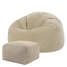 Icon Sitzsack, Beige, Kunststoff, 240 L, 1-Sitzer, Rund, 85x50x85 cm, Hergestellt in Deutschland, Oeko-Tex&reg; Standard 100, Wohnzimmer, Hocker, Sitzs&auml;cke, XXL Sitzs&auml;cke