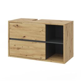 VICCO Waschbeckenunterschrank, Eiche, Anthrazit, Holzwerkstoff, 5 F&auml;cher, 2 Schubladen, Rechteckig, 100x60x45.5 cm, Badezimmer, Badezimmerschr&auml;nke, Waschbeckenunterschr&auml;nke