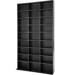 TecTake Cd/Dvd, Schwarz, Holz, 102x180x23.5 cm, Wohnzimmer, Regale, CD & DVD-Regale