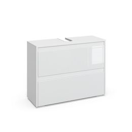VICCO Waschbeckenunterschrank, Wei&szlig; Hochglanz, Holzwerkstoff, 2 Schubladen, Rechteckig, 80.1x62x30.1 cm, Badezimmer, Badezimmerschr&auml;nke, Waschbeckenunterschr&auml;nke