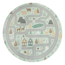 Paco Home Kinderteppich, T&uuml;rkis, Textil, Rund, 150x150 cm, strapazierf&auml;hig, f&uuml;r Fu&szlig;bodenheizung geeignet, Teppiche & B&ouml;den, Teppiche, Teppich Kinderzimmer