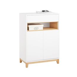 sobuy Kommode, Wei&szlig;, Natur, Holzwerkstoff, Holz, Bambus, 60x85x34 cm, Wohnzimmer, Kommoden & Sideboards, Kommoden