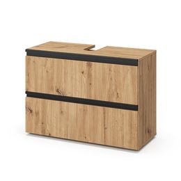 VICCO Waschbeckenunterschrank, Eiche Artisan, Holzwerkstoff, 2 Schubladen, Rechteckig, 80x58x35 cm, Badezimmer, Badezimmerschr&auml;nke, Waschbeckenunterschr&auml;nke
