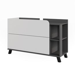 VICCO Waschbeckenunterschrank, Anthrazit, Wei&szlig;, Holzwerkstoff, 2 F&auml;cher, Rechteckig, 100x65x35 cm, Badezimmer, Badezimmerschr&auml;nke, Waschbeckenunterschr&auml;nke