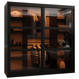 Abiks M&ouml;bel Schwebet&uuml;renschrank, Schwarz, Holz, Nachbildung, 9 F&auml;cher, 180x200x62 cm, Schlafzimmer, Kleiderschr&auml;nke, Schwebet&uuml;renschr&auml;nke