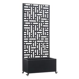 casa.pro Blumenkasten, Schwarz, Metall, Rechteckig, 82x190x38 cm, Gartenzubeh&ouml;r, Blument&ouml;pfe