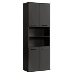 mokebo&reg; Mokebo Bad, Schwarz, Holzwerkstoff, 2 F&auml;cher, 65x180x34 cm, Badezimmer, Badezimmerschr&auml;nke, Hochschr&auml;nke