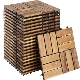 TecTake Terrassenfliesen, Braun, Holz, Quadratisch, 31x2.2x31 cm, Gartenzubeh&ouml;r, Terrassenboden & Balkonbodenbelag, Terrassenfliesen