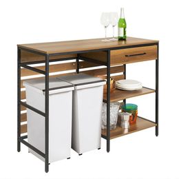 sobuy K&uuml;cheninsel, Braun, Schwarz, Holzwerkstoff, Metall, 120x90x45 cm, K&uuml;chen, K&uuml;chenm&ouml;bel, K&uuml;cheninseln
