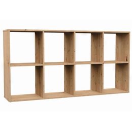 Selsey Standregal, Eiche, Holzwerkstoff, 8 F&auml;cher, Rechteckig, 147x75x30 cm, Wohnzimmer, Regale, B&uuml;cherregale
