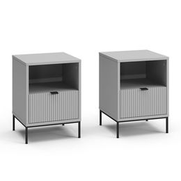 VICCO Nachttisch, Grau, Holzwerkstoff, 1 F&auml;cher, Rechteckig, 40x55x38.1 cm, Schlafzimmer, Nachttische