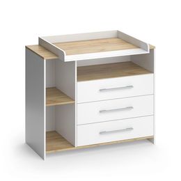 VICCO Wickelkommode, Wei&szlig;, Honigeiche, Holzwerkstoff, 2 F&auml;cher, 3 Schubladen, Rechteckig, 113x93x53.1 cm, Babym&ouml;bel, Wickelkommoden & Zubeh&ouml;r, Wickelkommoden