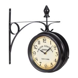 Relaxdays Wanduhr, Schwarz, Metall, Glas, 35x35x10 cm, Dekoration, Uhren, Wanduhren