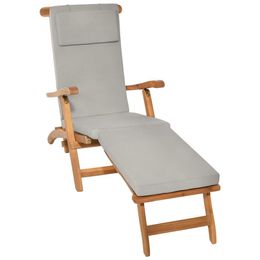 Beautissu Deckchairauflage, Hellgrau, Textil, 45x5x175 cm, Outdoor-Kissen, Liegenauflagen