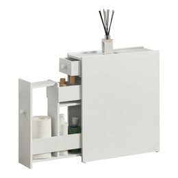 [en.casa] Seitenschrank, Wei&szlig;, Holzwerkstoff, 16x58x48 cm, Badezimmer, Badezimmerschr&auml;nke