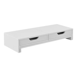 [en.casa] Monitorst&auml;nder, Wei&szlig;, Holzwerkstoff, 2 Schubladen, 60x11x22 cm, Arbeitszimmer, B&uuml;rozubeh&ouml;r