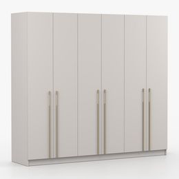 imoebel24 Dreht&uuml;renschrank, Kaschmir, Holzwerkstoff, 6 F&auml;cher, 230x210x55 cm, Schlafzimmer, Kleiderschr&auml;nke, Dreht&uuml;renschr&auml;nke