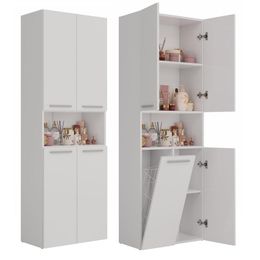 kommodly Bad, Wei&szlig;, Holzwerkstoff, 60x174x30 cm, Badezimmer, Badezimmerschr&auml;nke, Hochschr&auml;nke