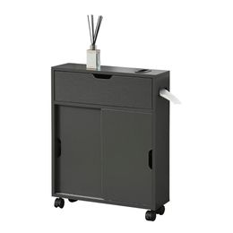 [en.casa] Seitenschrank, Dunkelgrau, Holzwerkstoff, 52x67x17 cm, Badezimmer, Badezimmerschr&auml;nke