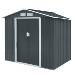 Hattoro Ger&auml;tehaus, Grau, Metall, 127x185x213 cm, Aufbewahrung & Schutzh&uuml;llen, Ger&auml;teschuppen