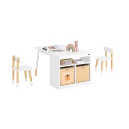 sobuy Kindersitzgruppe, Wei&szlig;, Natur, Holzwerkstoff, Holz, Kiefer, 90x53x60 cm, Kinder- & Jugendzimmer, Kinderm&ouml;bel, Kindersitzm&ouml;bel & -tische, Kindersitzgruppen