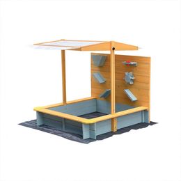 Home Deluxe Sandkasten, Grau, Braun, Holz, 110x110x110 cm, Outdoor Spielzeug, Sandk&auml;sten