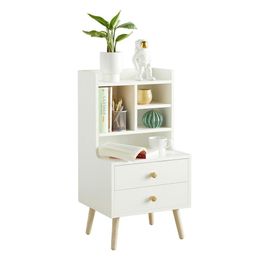 sobuy Nachttisch, Wei&szlig;, Holzwerkstoff, 43x81x36 cm, Schlafzimmer, Nachttische