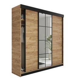 Kier Furniture Schiebet&uuml;renschrank, Braun, Holzwerkstoff, 200x205x59 cm, Schlafzimmer, Kleiderschr&auml;nke, Schwebet&uuml;renschr&auml;nke