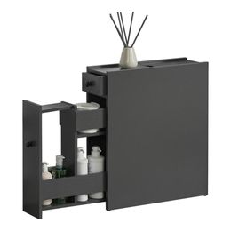 [en.casa] Seitenschrank, Dunkelgrau, Holzwerkstoff, 16x58x48 cm, Badezimmer, Badezimmerschr&auml;nke