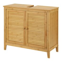 [en.casa] Waschbeckenunterschrank, Natur, Holz, Bambus, 67x60x30 cm, Badezimmer, Badezimmerschr&auml;nke, Waschbeckenunterschr&auml;nke