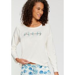 VIVANCE DREAMS BY LASCANA Pyjamaoberteil beige Gr. 32/34 f&uuml;r Damen. Rundhals und Print. Loose Fit. Nachhaltig.
