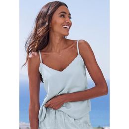 Lascana Spaghettitop blau Gr. 38 f&uuml;r Damen. Mit V-Ausschnitt. Figurbetont