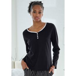 Damen Pyjamaoberteil, Schwarz, Gr. 36/38, Vivance Dreams by Lascana, Pyjamas, 100% Baumwolle
