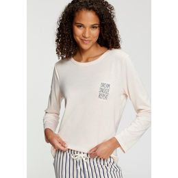 s.Oliver Pyjamaoberteil pink Gr. 32/34 f&uuml;r Damen. Rundhals und Print. Loose Fit. Nachhaltig.