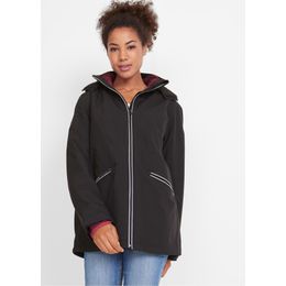 bonprix Funktions-Outdoor-3 in 1 Jacke mit Strickfleece-Innenjacke, schwarz, Gr.50, 3 in 1 Regenjacke mit weitenregulierbarem Saum, Kabelfunktion und Rei&szlig;verschlusstaschen, weit geschnitten