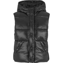 Urban Classics Damen Steppweste "Urban Classics Ladies Recycled Shiny Puffer Vest with Hood"schwarz, Gr. S, 100% Polyamid, Westen
