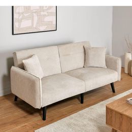Pharao24.de Funktionssofa 3er Sofa in Beige mit R&uuml;cken Klappmechanik