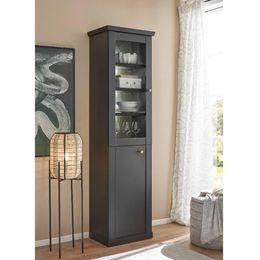 Pharao24.de Glasvitrinenschrank Standvitrine in Schwarz matt mit Glast&uuml;r