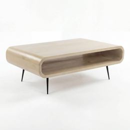 Pharao24.de Wohnzimmertisch Designercouchtisch Abgerundete Kanten Schwarze Metallbeine