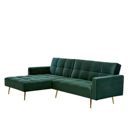 Pharao24.de Sofaecke L Sofa in modernem Design - Dunkelgr&uuml;n
