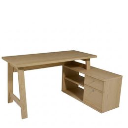 Pharao24.de Eckschreibtisch PC Schreibtisch in modernem Design mit Metallgriffen