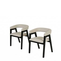Pharao24.de Esstischstuhl Wohnzimmerstuhl in Offwhite aus Massivholz (2er Set)