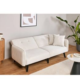 Pharao24.de Dreisitzer Sofa Funktionssofa aus Cord in Offwhite